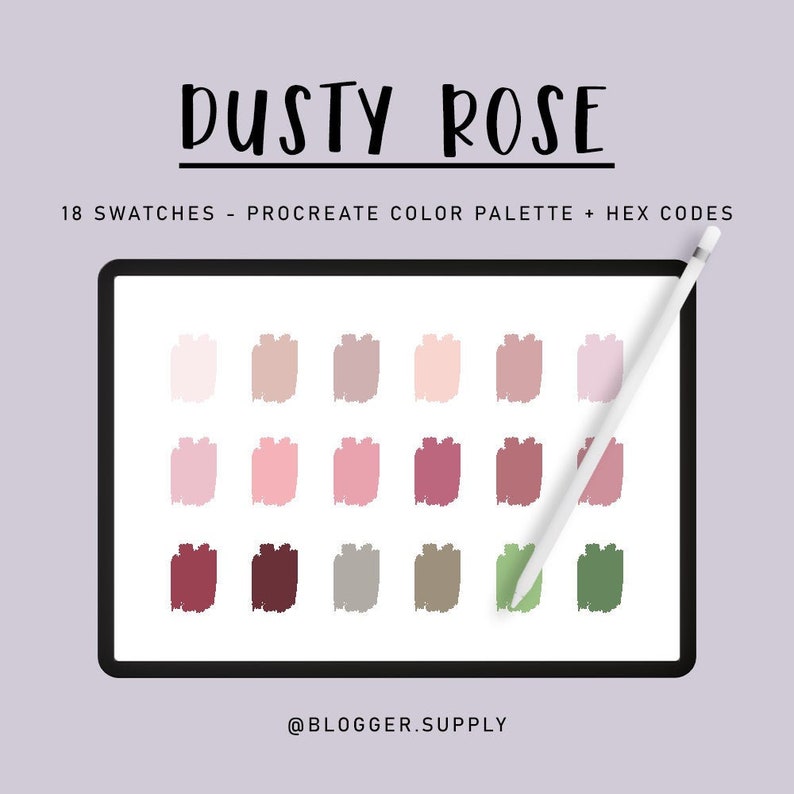DUSTY ROSE PROCREATE Color Palette + Hex Color Codes - Pink, Purple ...