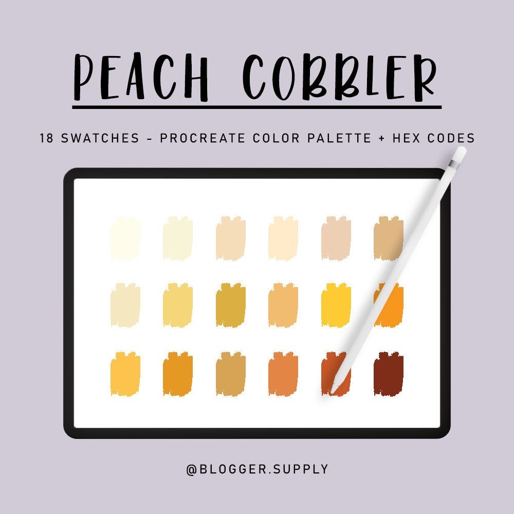 PEACH COBBLER PROCREATE Color Palette + Hex Color Codes - Yellow ...