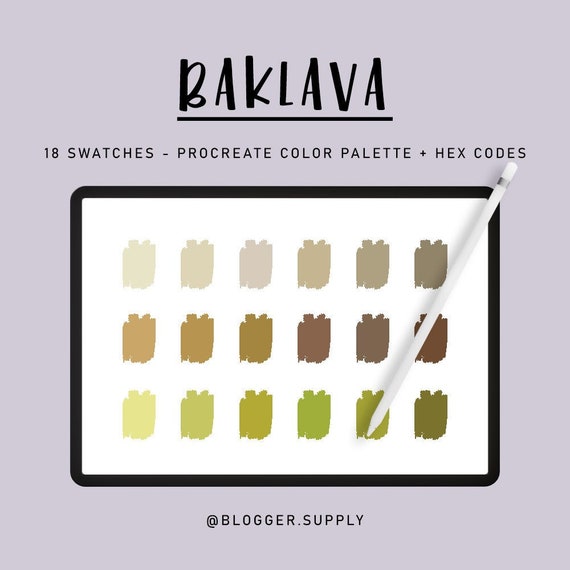BAKLAVA PROCREATE COLOR Palette Hex Color Codes Tan | Etsy