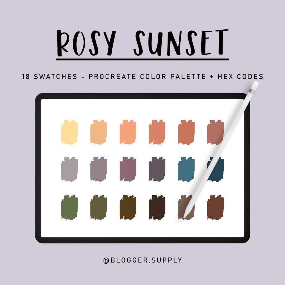 ROSY SUNSET PROCREATE Color Palette + Hex Color Codes - Red, Orange ...