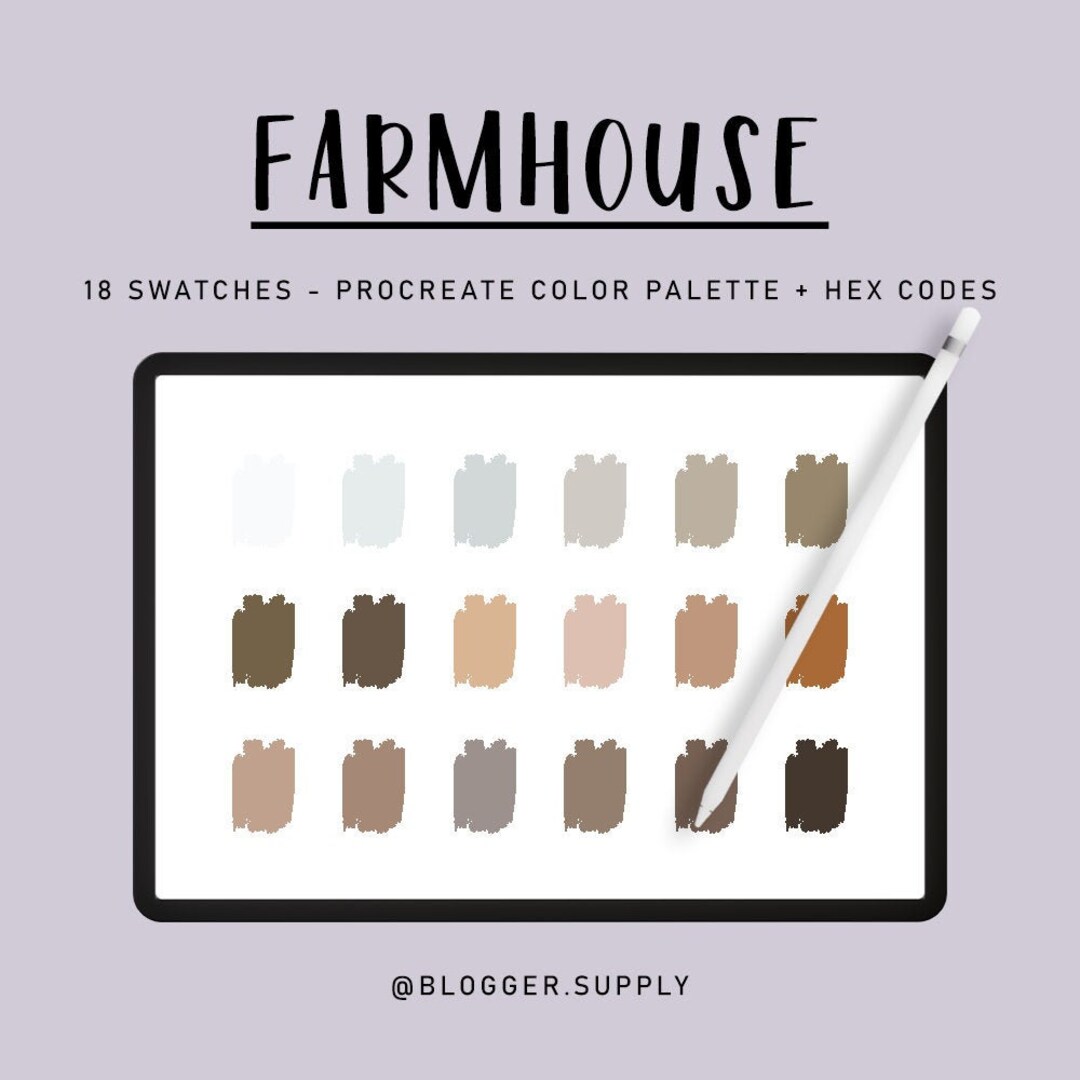 FARMHOUSE PROCREATE Color Palette + Hex Color Codes - Brown, Tan, Beige ...
