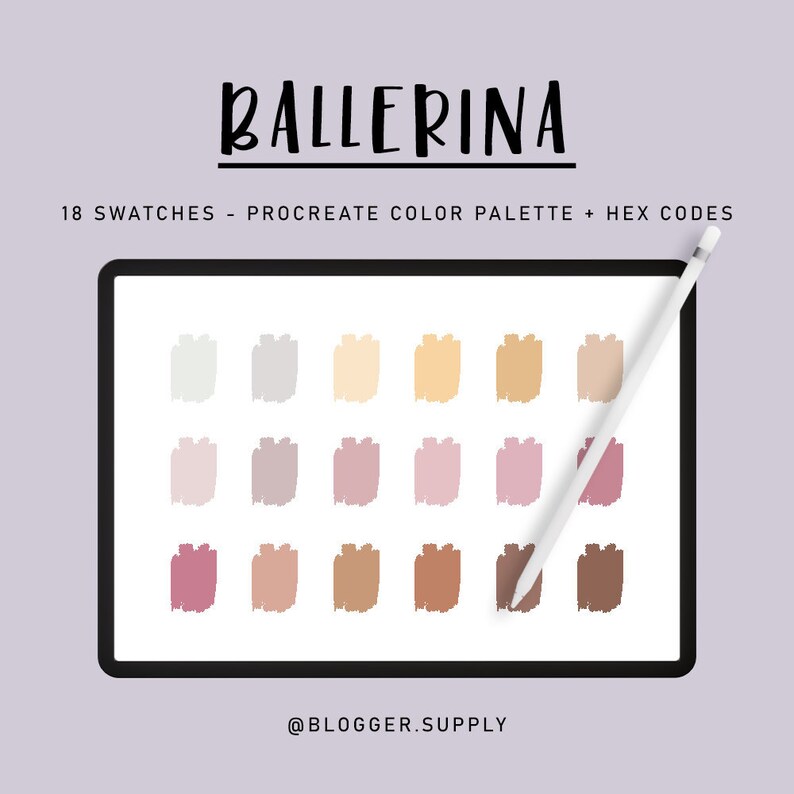 BALLERINA PROCREATE COLOR Palette + Hex Color Codes - Gray, Pink, Brown ...