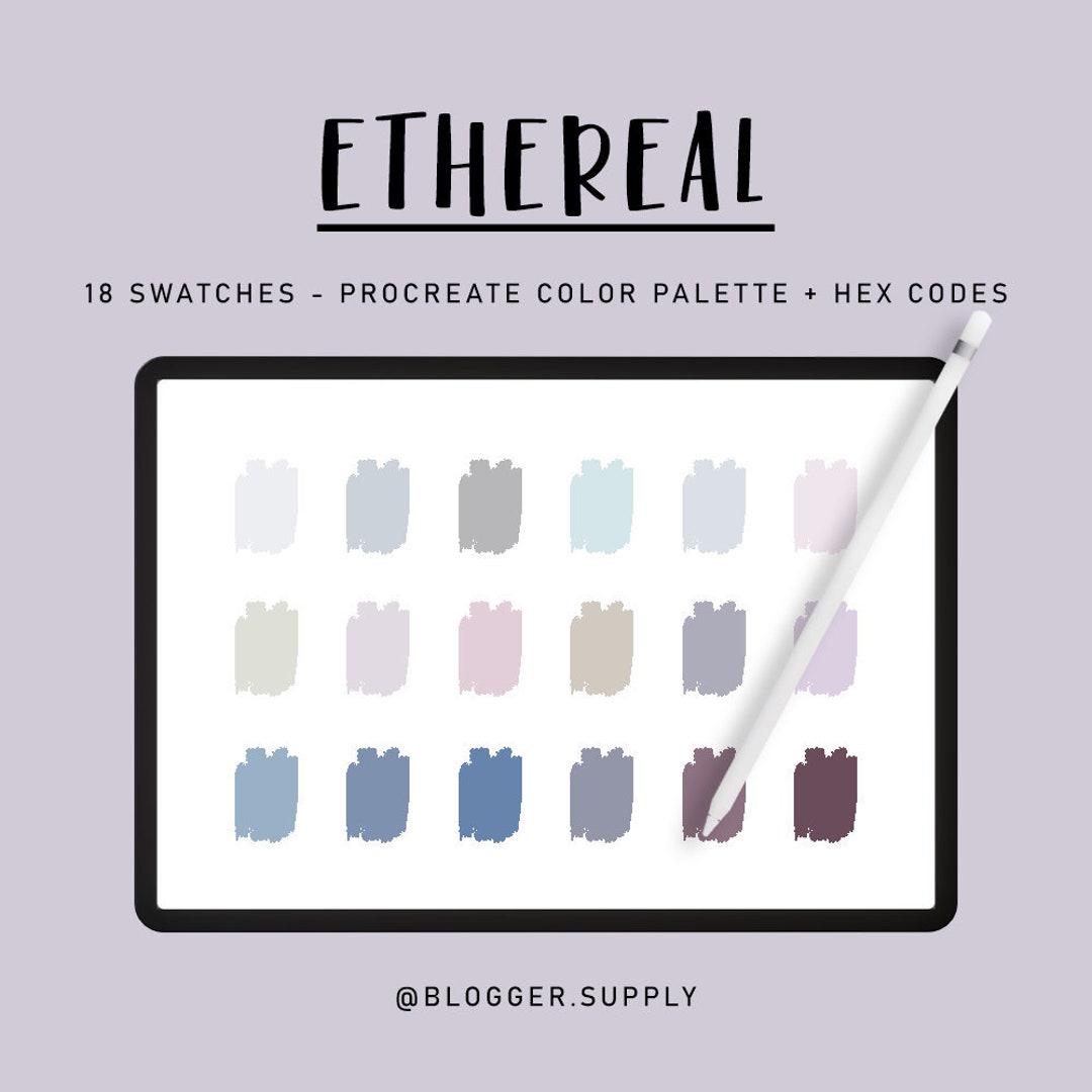 ETHEREAL PROCREATE Color Palette + Hex Color Codes - Blue, Purple, Gray ...