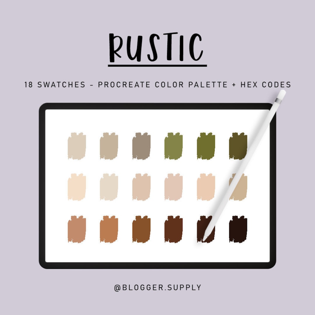 RUSTIC PROCREATE Color Palette + Hex Color Codes - Brown, Tan, Green ...