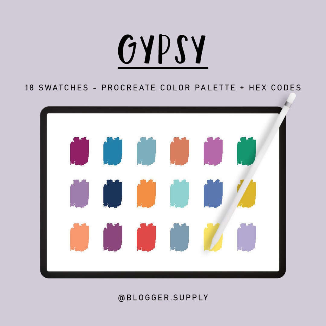 GYPSY PROCREATE Color Palette + Hex Color Codes - Purple, Blue, Orange ...
