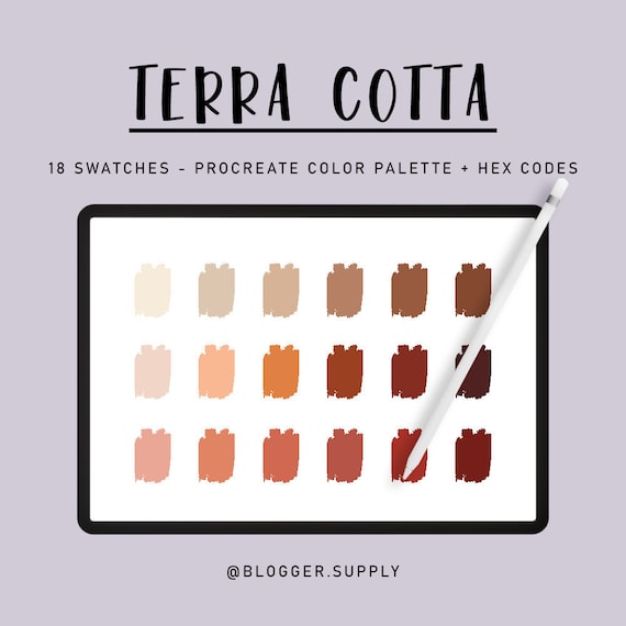 TERRA COTTA PROCREATE Color Palette Hex Color Codes Red - Etsy