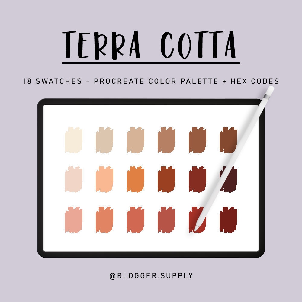 TERRA COTTA PROCREATE Color Palette + Hex Color Codes - Red, Orange ...