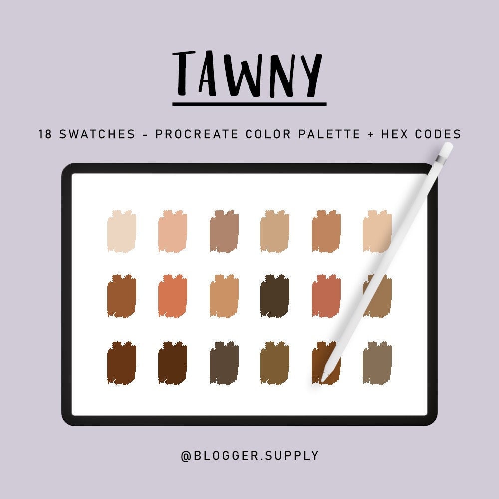 TAWNY PROCREATE Color Palette + Hex Color Codes - Tan, Brown for iPad ...