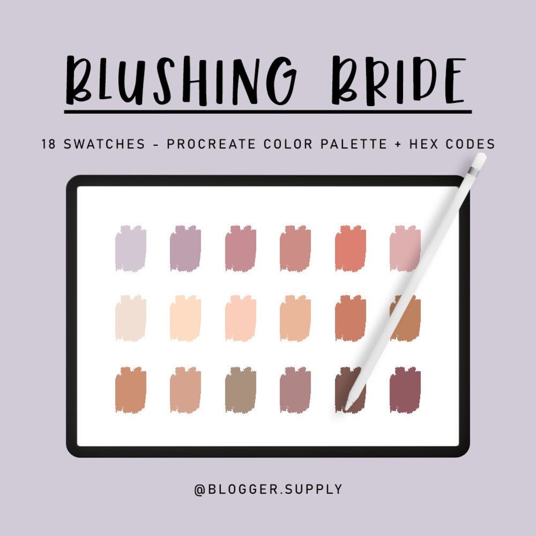 Blushing Bride Procreate Color Palette Hex Color Codes Peach Pink