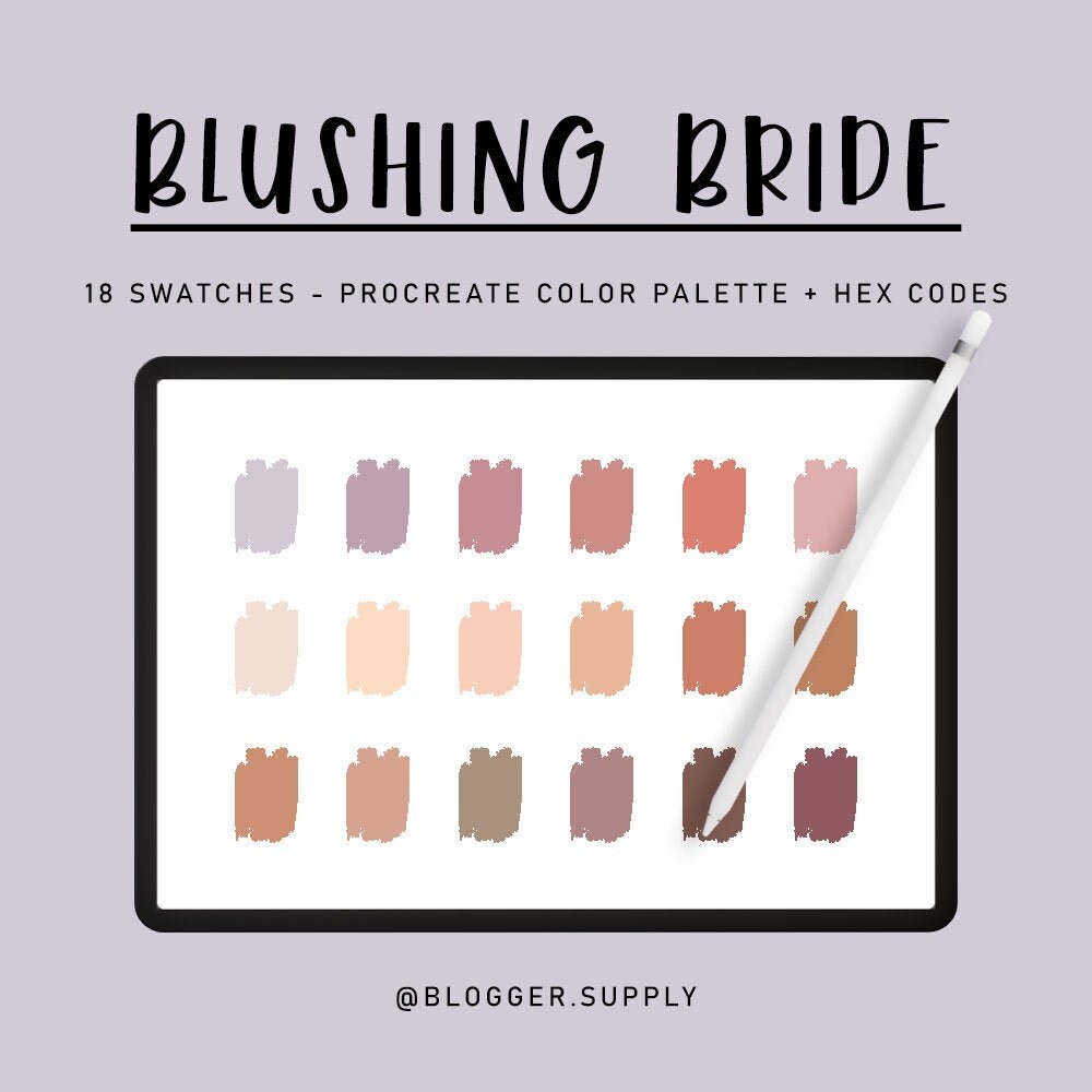 Blushing Bride Procreate Color Palette Hex Color Codes Peach Pink