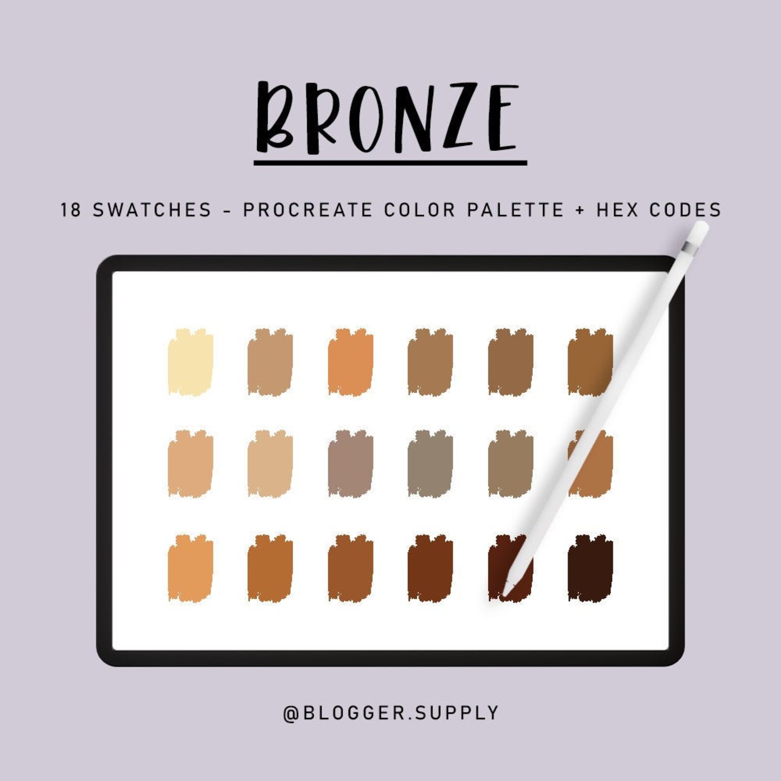 BRONZE PROCREATE Color Palette + Hex Color Codes - Beige, Brown, Gray ...