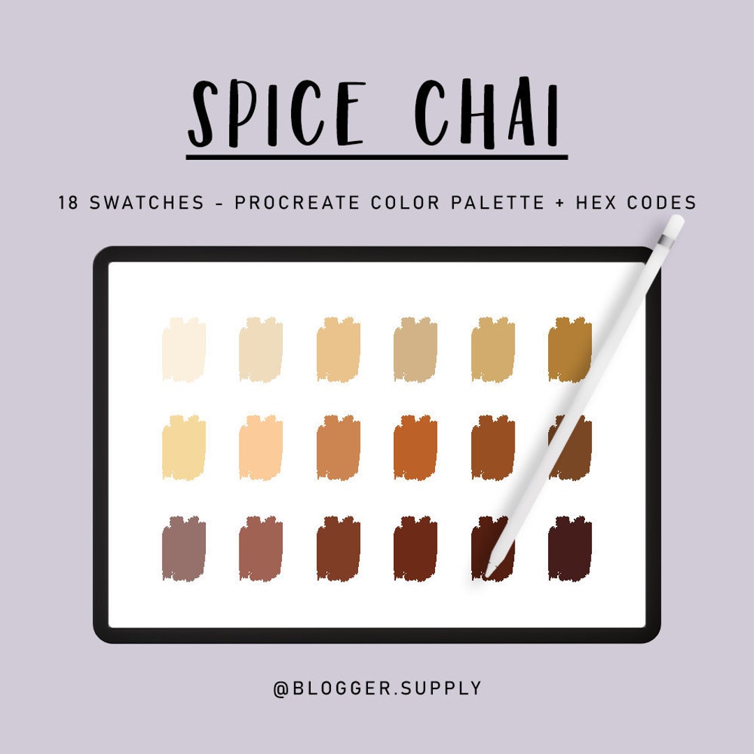 SPICE CHAI PROCREATE Color Palette + Hex Color Codes - Tan, Brown ...