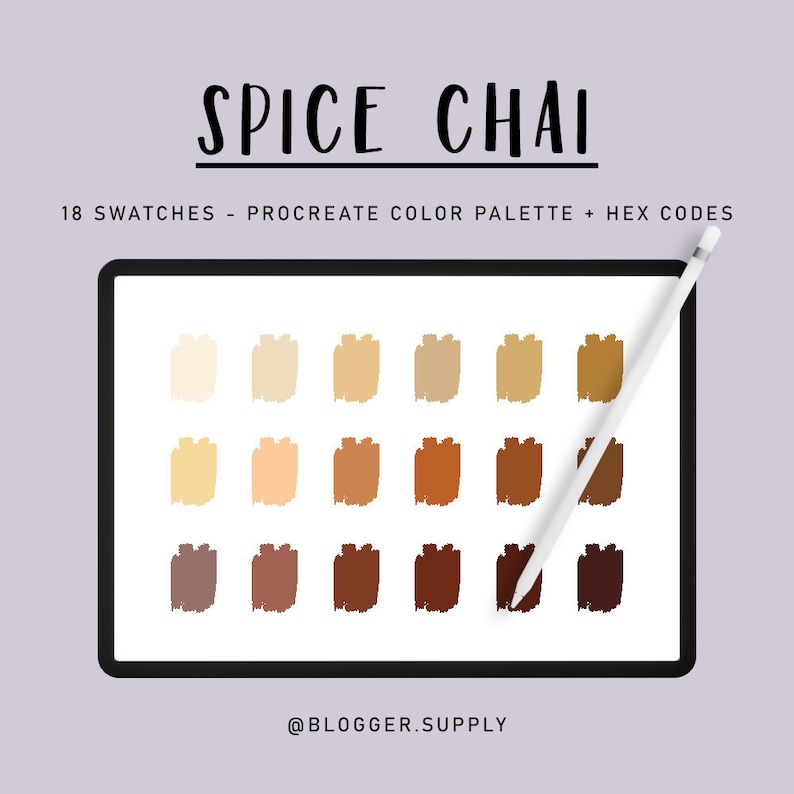 SPICE CHAI PROCREATE Color Palette + Hex Color Codes - Tan, Brown ...