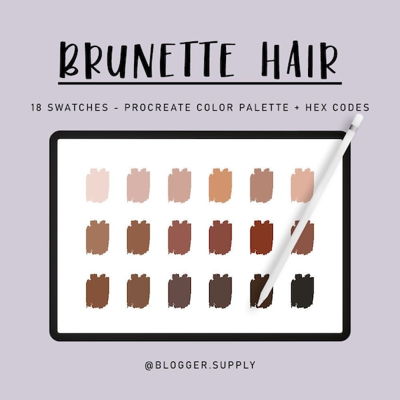 BRUNETTE HAIR PROCREATE Color Palette Hex Color Codes | Etsy