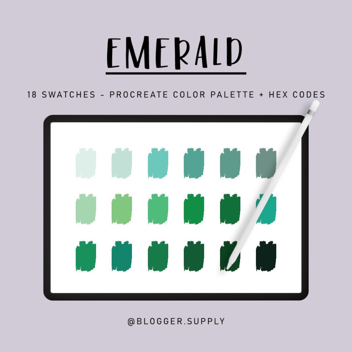 EMERALD PROCREATE Color Palette + Hex Color Codes - Green, Blue for ...