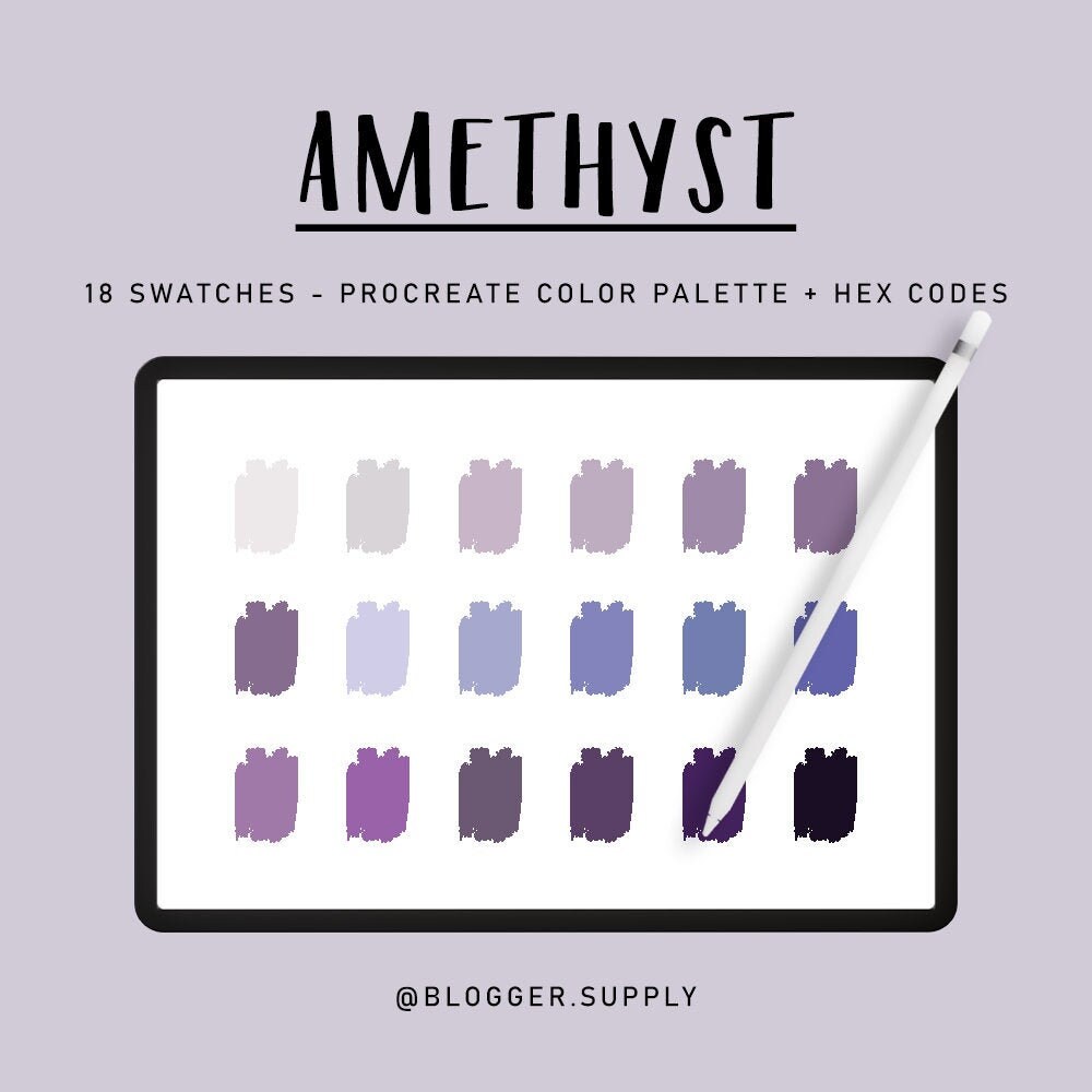 AMETHYST PROCREATE COLOR Palette + Hex Color Codes - Gray, Blue, Purple ...