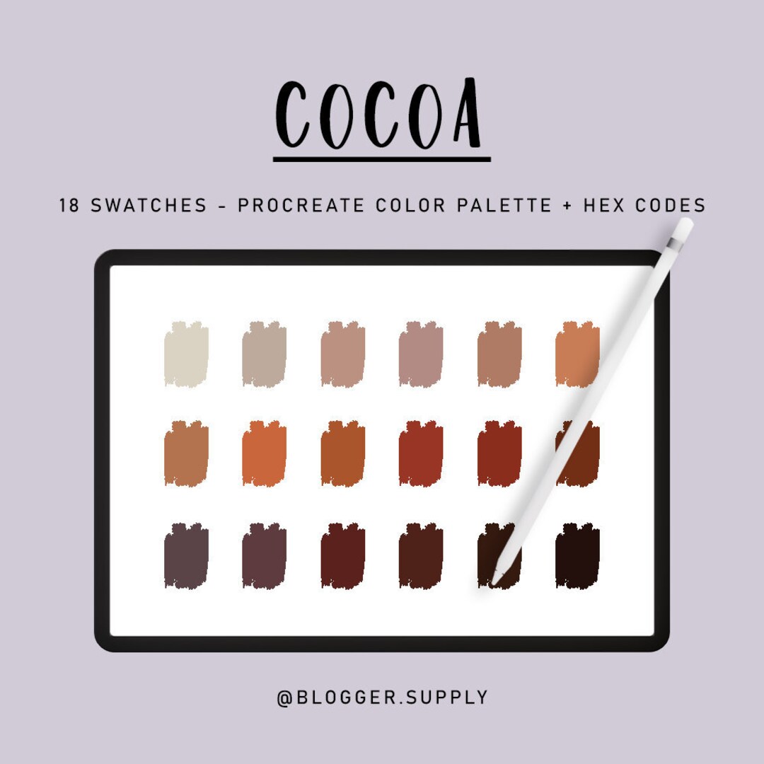 COCOA PROCREATE Color Palette + Hex Color Codes - Gray, Purple, Brown ...