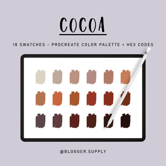 COCOA PROCREATE Color Palette Hex Color Codes Gray - Etsy