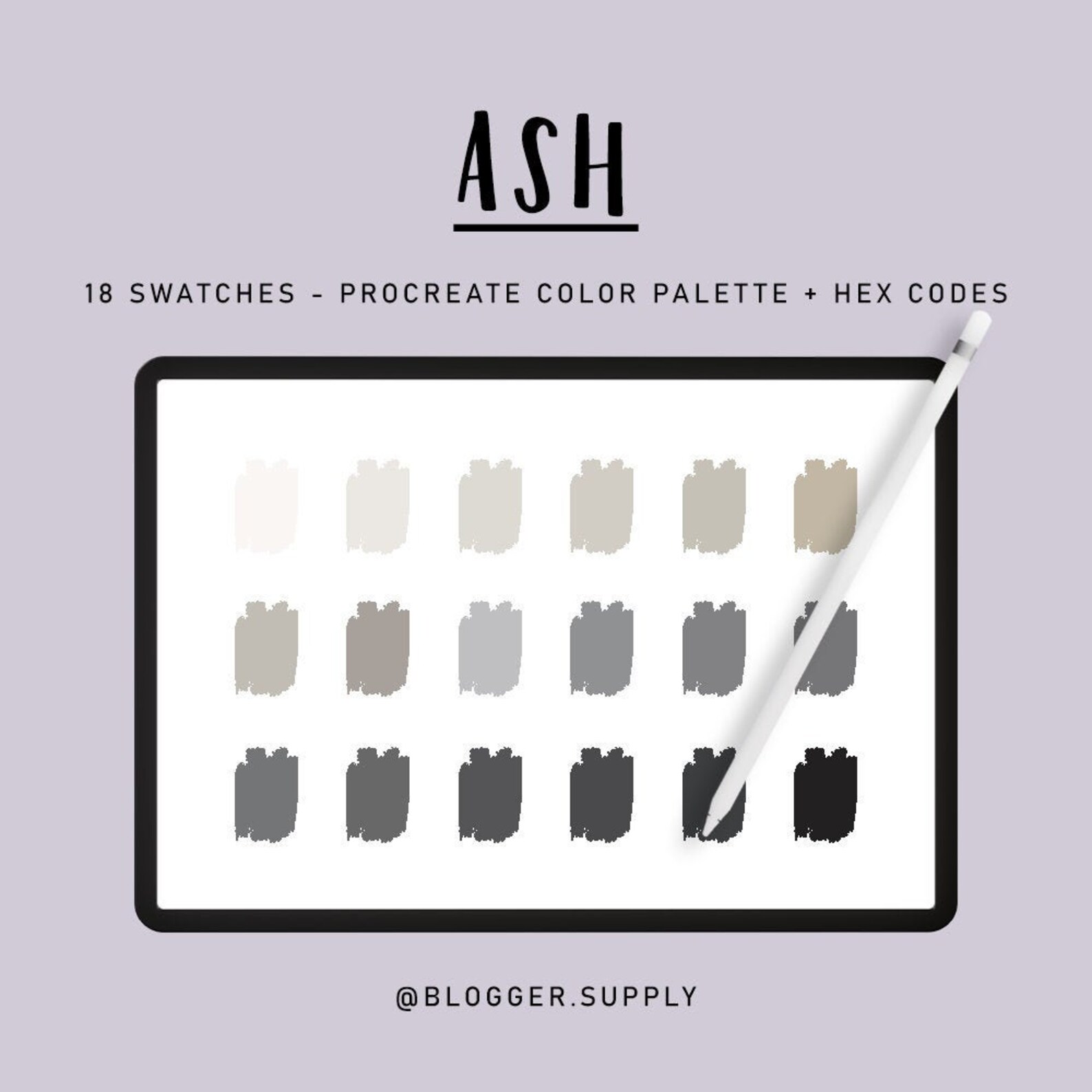 ASH PROCREATE COLOR Palette + Hex Color Codes - Tan, Gray, Charcoal for ...
