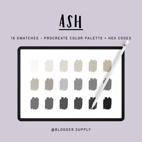 ASH PROCREATE COLOR Palette Hex Color Codes Tan Gray - Etsy