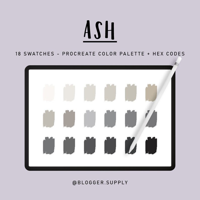 ASH PROCREATE COLOR Palette + Hex Color Codes - Tan, Gray, Charcoal for ...