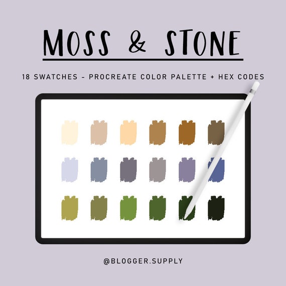 MOSS & STONE PROCREATE Color Palette Hex Color Codes | Etsy