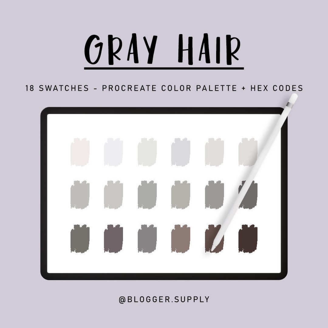 GRAY HAIR PROCREATE Color Palette + Hex Color Codes - Gray, Charcoal ...
