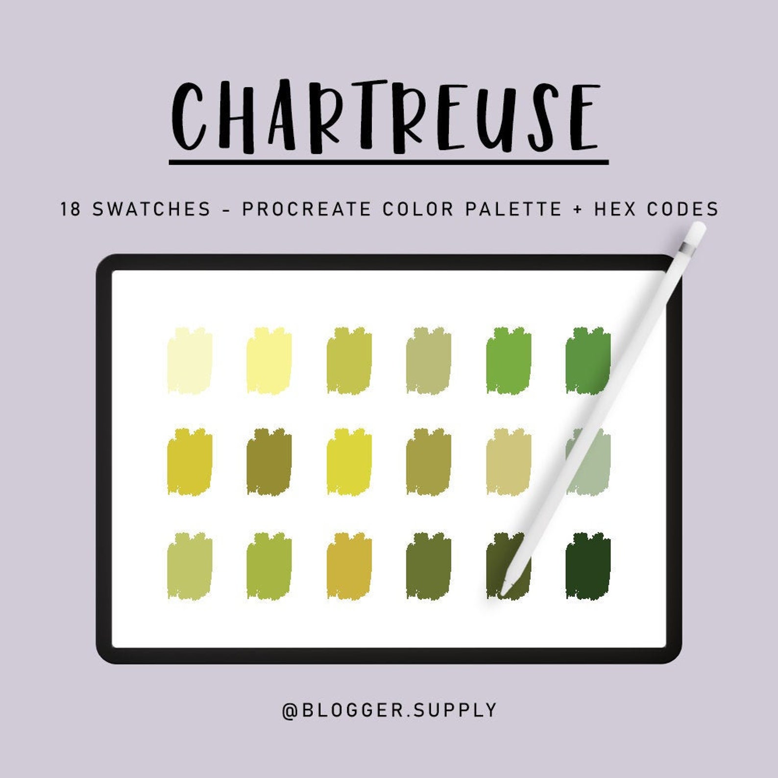 CHARTREUSE PROCREATE Color Palette + Hex Color Codes - Green, Yellow ...