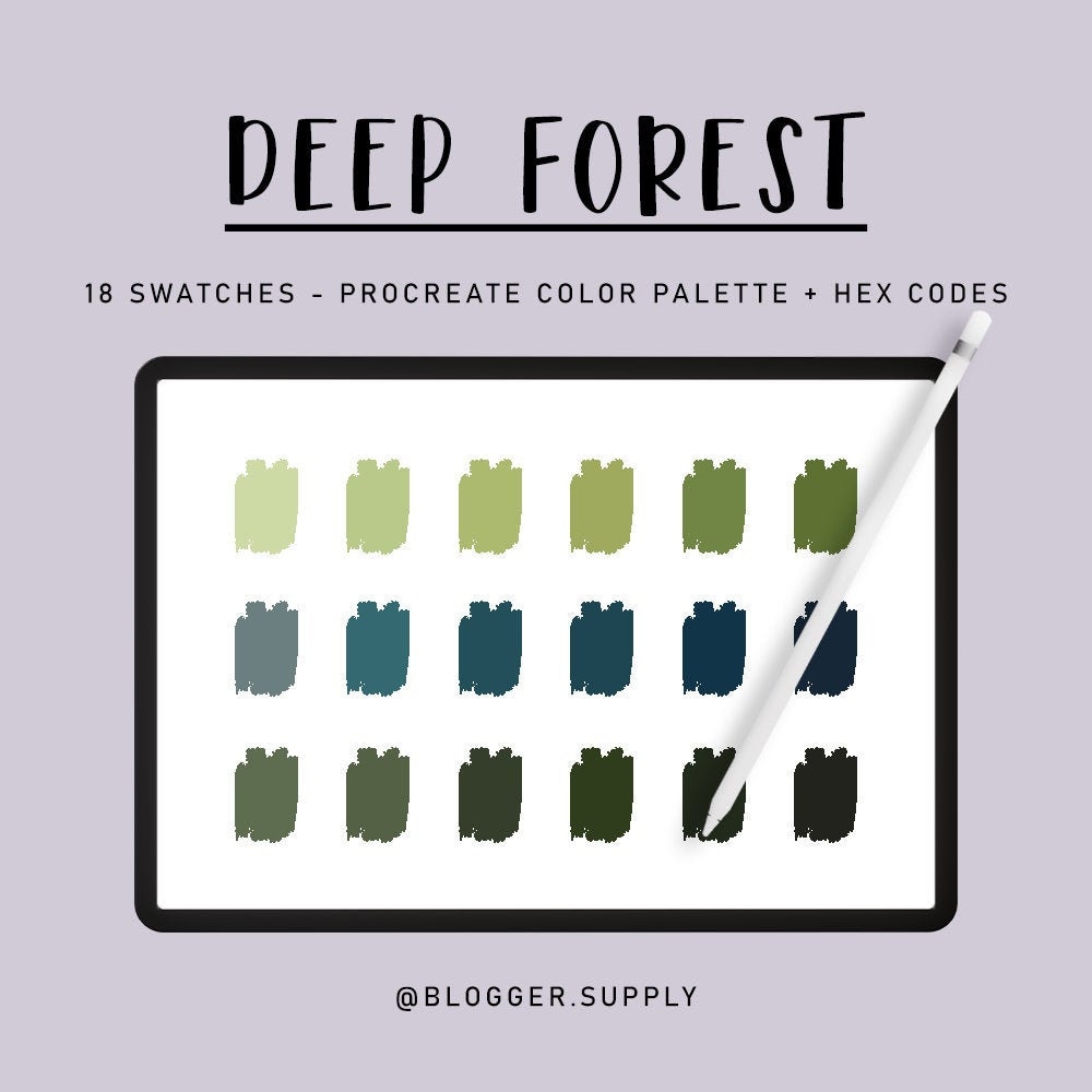 DEEP FOREST PROCREATE Color Palette Hex Color Codes Green, Blue for ...
