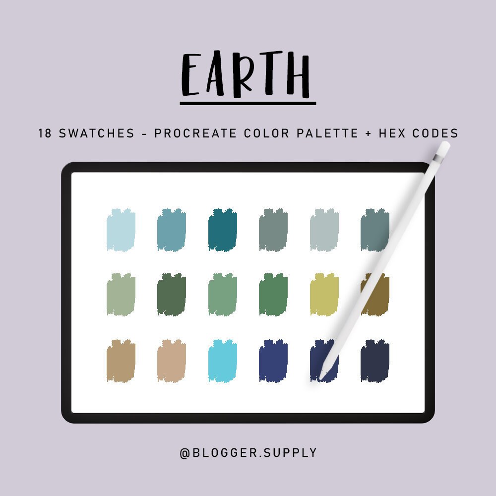 EARTH PROCREATE Color Palette Hex Color Codes Blue Green - Etsy