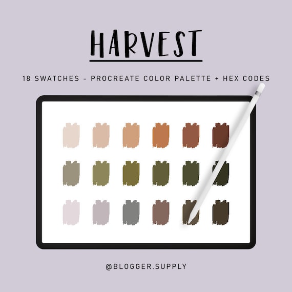 HARVEST PROCREATE Color Palette Hex Color Codes Green | Etsy