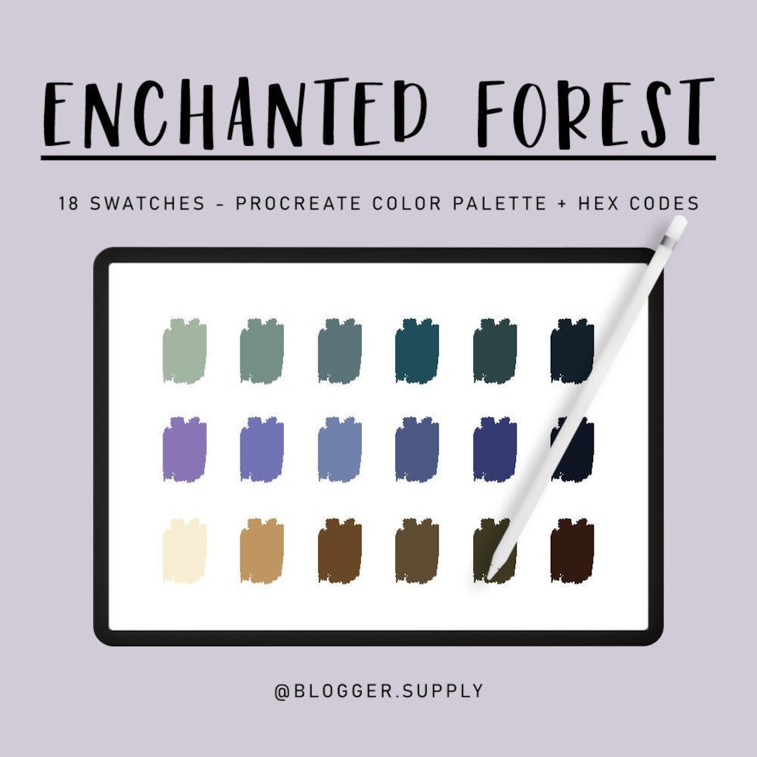 ENCHANTED FOREST PROCREATE Color Palette + Hex Color Codes - Green ...