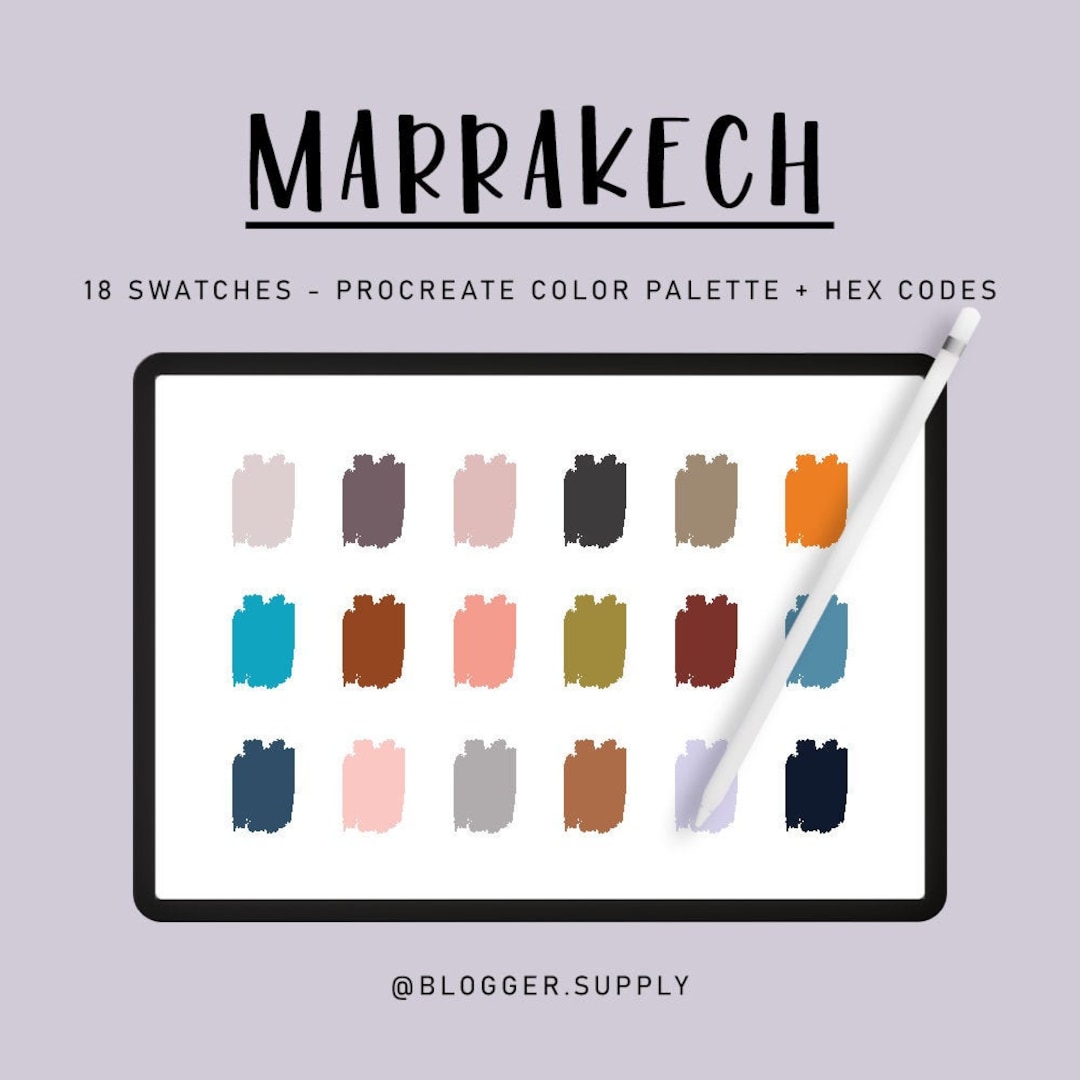 MARRAKECH PROCREATE Color Palette + Hex Color Codes - Blue, Gray, Green ...