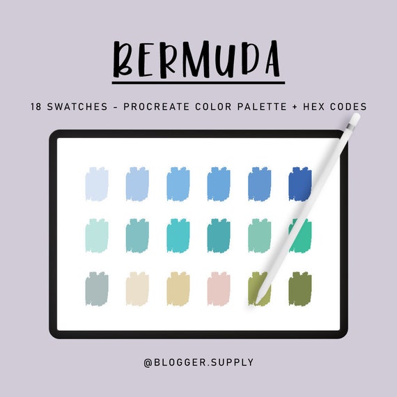 BERMUDA PROCREATE COLOR Palette Hex Color Codes Blue - Etsy
