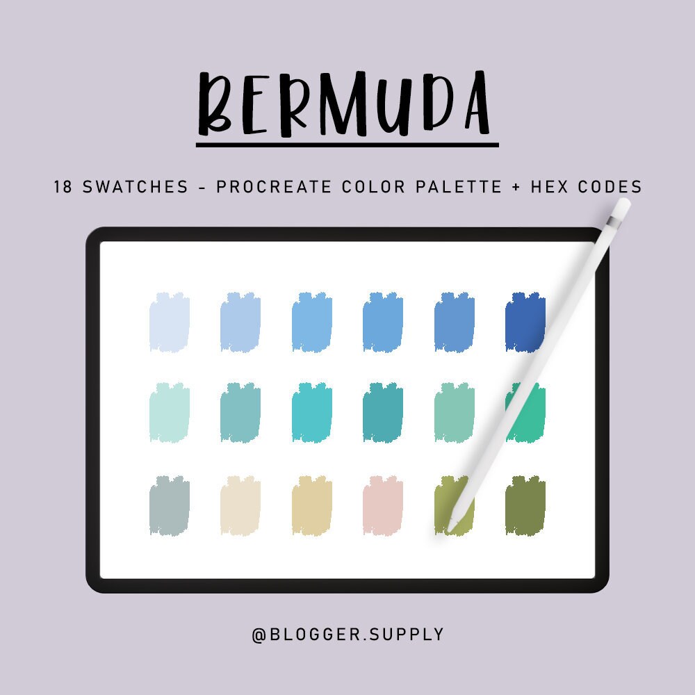 BERMUDA PROCREATE COLOR Palette + Hex Color Codes - Blue, Green, Beige ...