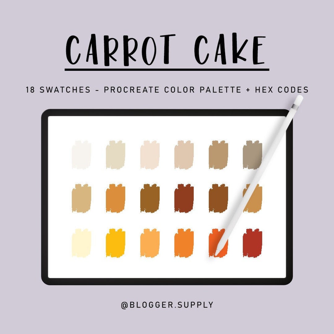 CARROT CAKE PROCREATE Color Palette + Hex Color Codes - Gray, Orange ...