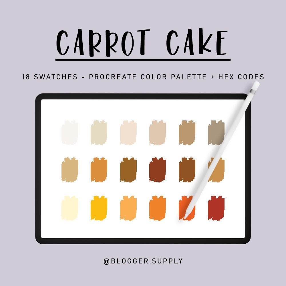 CARROT CAKE PROCREATE Color Palette + Hex Color Codes - Gray, Orange ...
