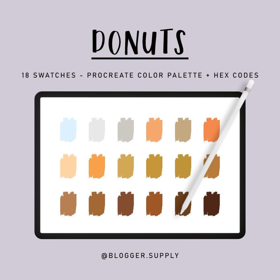 DONUTS PROCREATE Color Palette Hex Color Codes Gray, Orange, Brown for ...