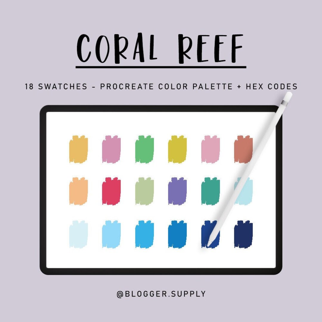 CORAL REEF PROCREATE Color Palette + Hex Color Codes - Orange, Purple ...