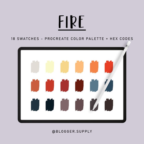 Art & Collectibles FIRE PROCREATE Color Palette Hex Codes Blue Digital ...