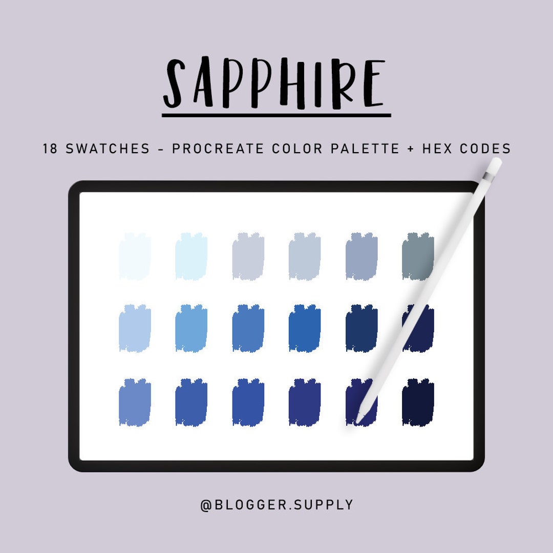 SAPPHIRE PROCREATE Color Palette + Hex Color Codes - Blue for iPad ...