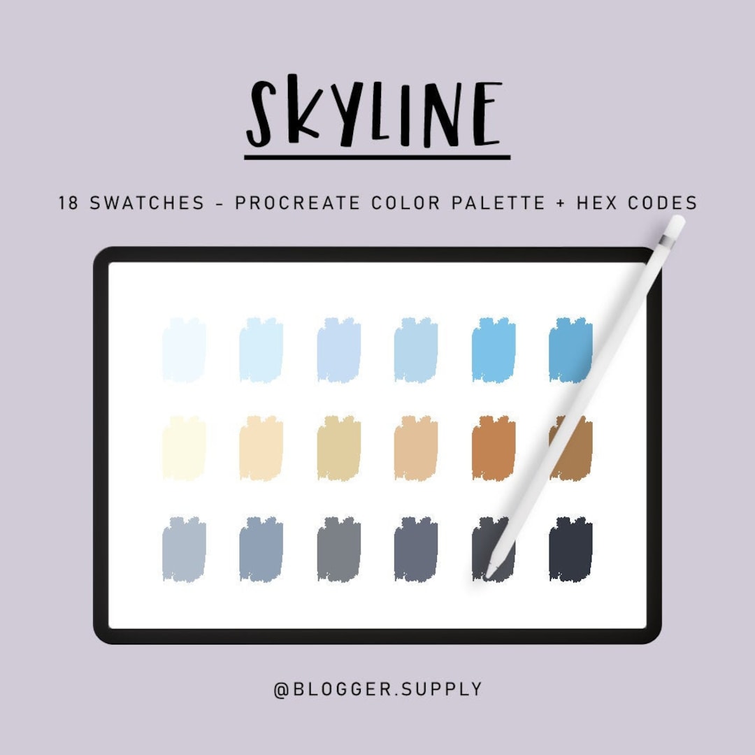 SKYLINE PROCREATE Color Palette + Hex Color Codes - Blue, Brown for ...
