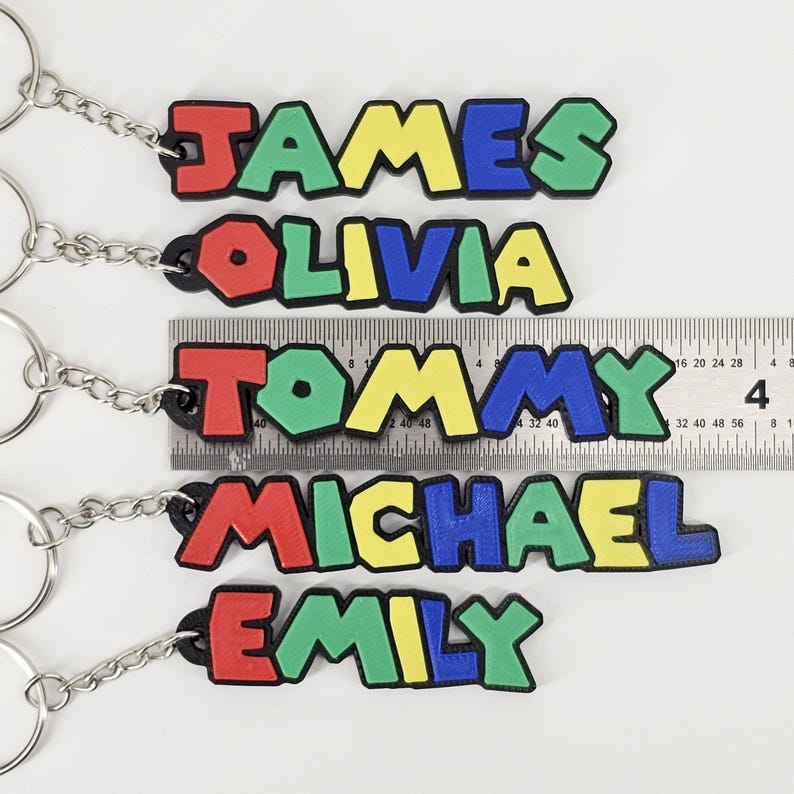 Personalized Name Keychain! 3D Printed Custom Mario-inspired Retro ...