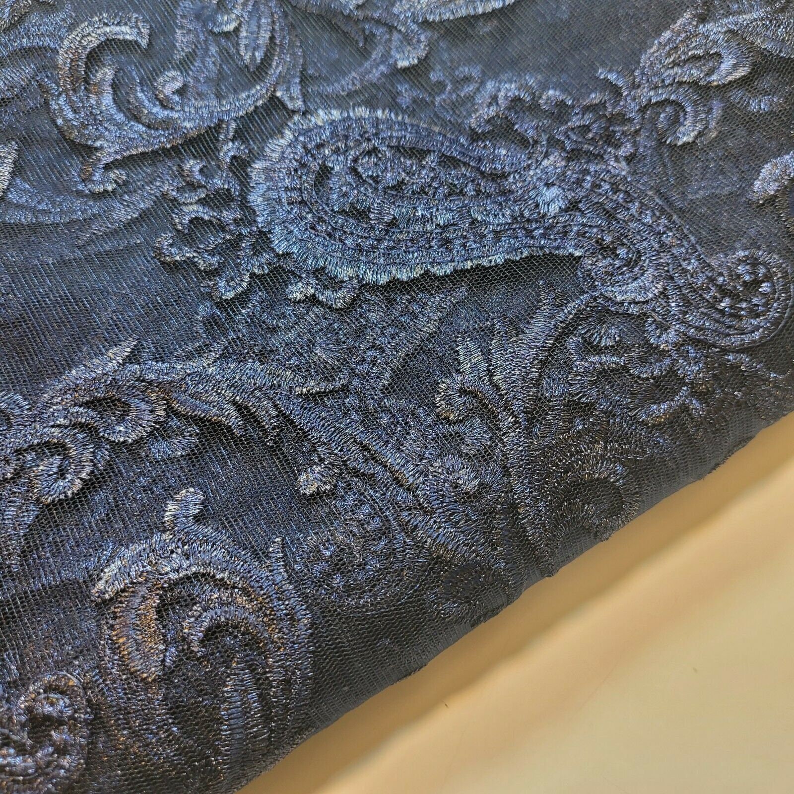 Mesh Net Paisley Material Gold Metallic Thread Embroidery - Etsy UK