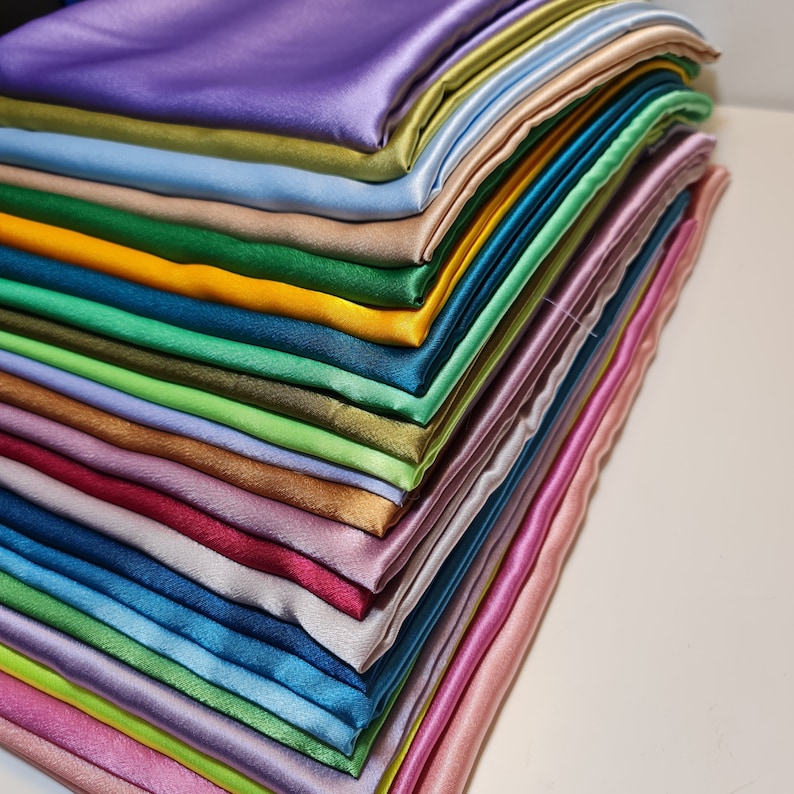 Plain Silky Satin Fabric 50 Colours Dress Craft Wedding Crepe - Etsy