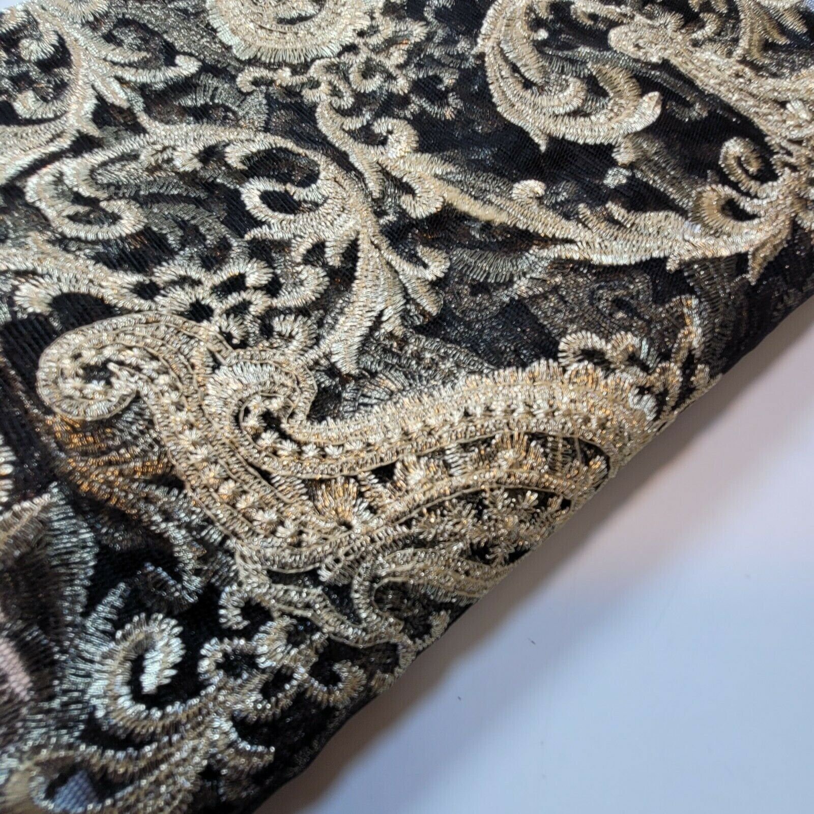 Mesh Net Paisley Material Gold Metallic Thread Embroidery - Etsy UK