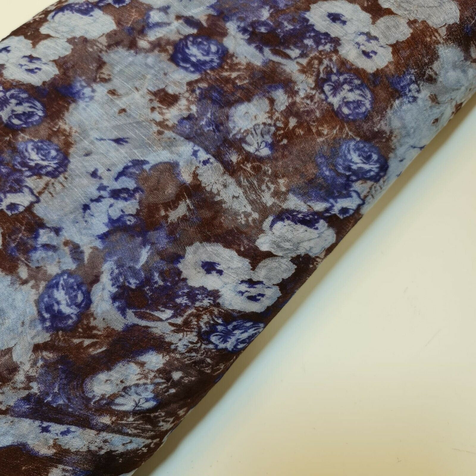 Printed Crepe Georgette Fabric Brown Blue Floral Print Summer - Etsy UK