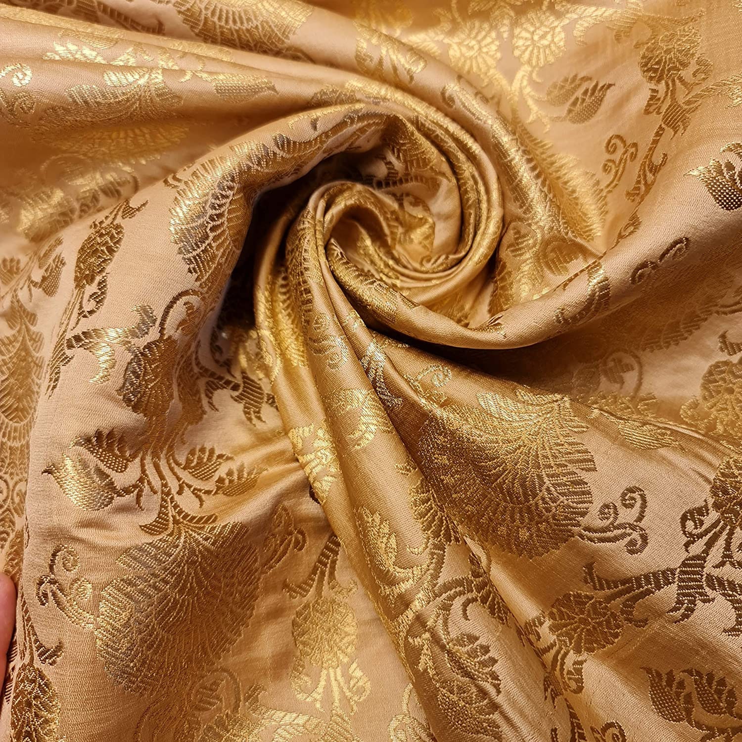 Ornamental Floral Gold Metallic Print Indian Banarasi Brocade - Etsy UK