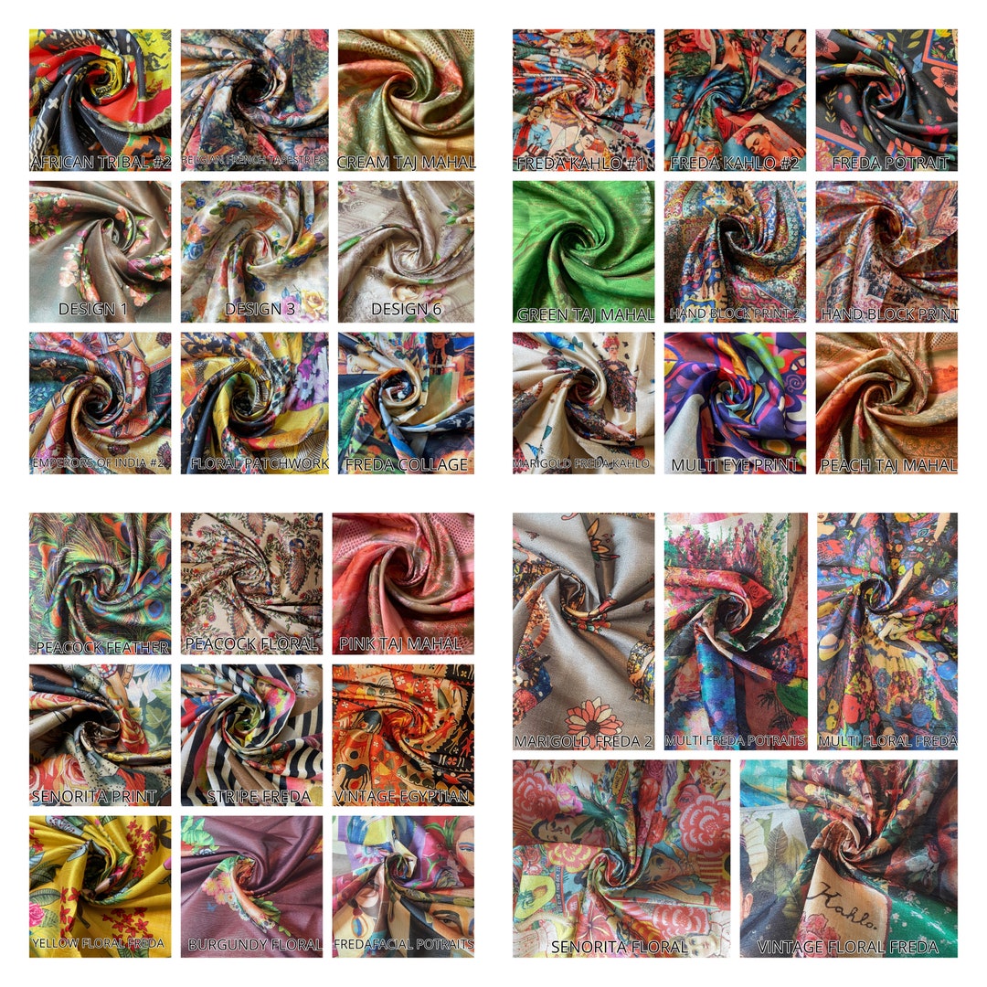 Polyester Raw Silk Freda Kahlo Print Material Dress Craft Fabric 44 by ...