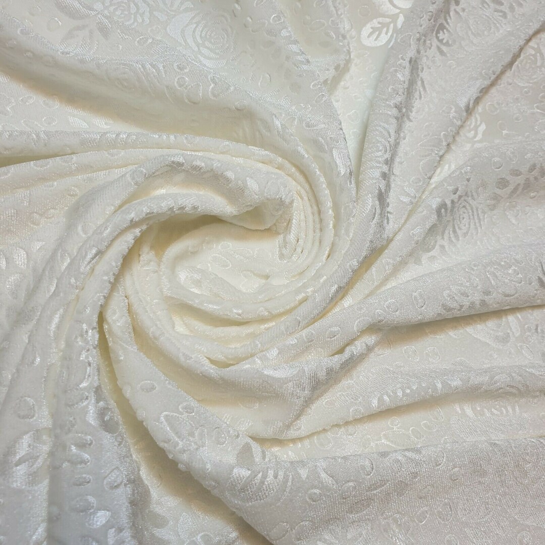 Roses Floral Embossed Velvet Velour Dress Craft Cushion Fabric by the ...